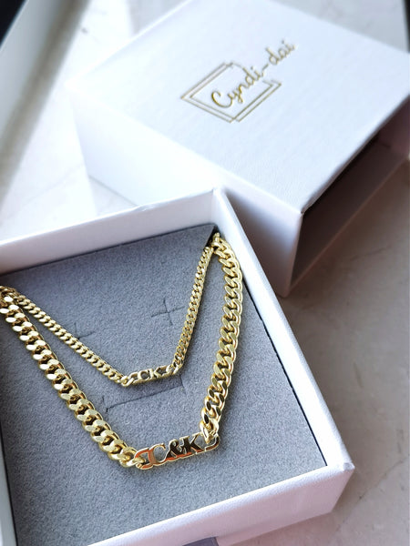 Cuban chain men's name necklace, custom name necklace, men's initials ...